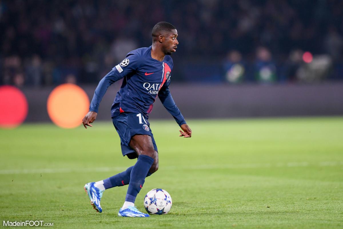 PSG - Ousmane Dembélé réagit après son premier but avec Paris
